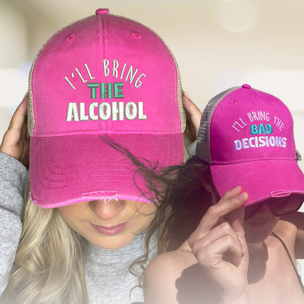 Alcohol + Bad Decisions Trucker Hat Combo Pack – Piper Lou Outlet